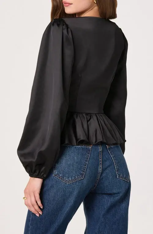 Astr The Label Satin Peplum Shirt