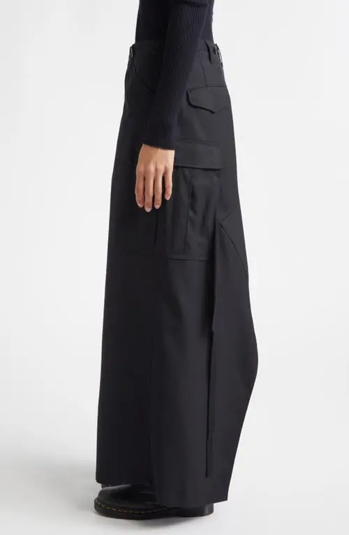 Junya Watanabe Wool-blend Serge Maxi Skirt