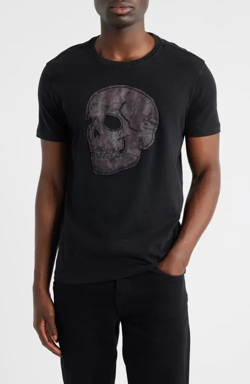 John Varvatos Skull Appliqué Organic Cotton T-shirt