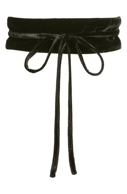 Eileen Fisher Obi Bow Velvet Belt - Black