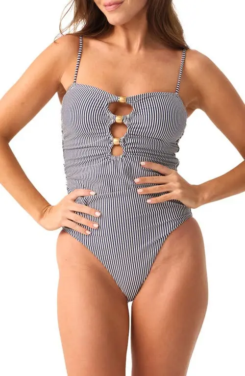 PQ Keyhole Striped One-piece Swimsuit - Anchor