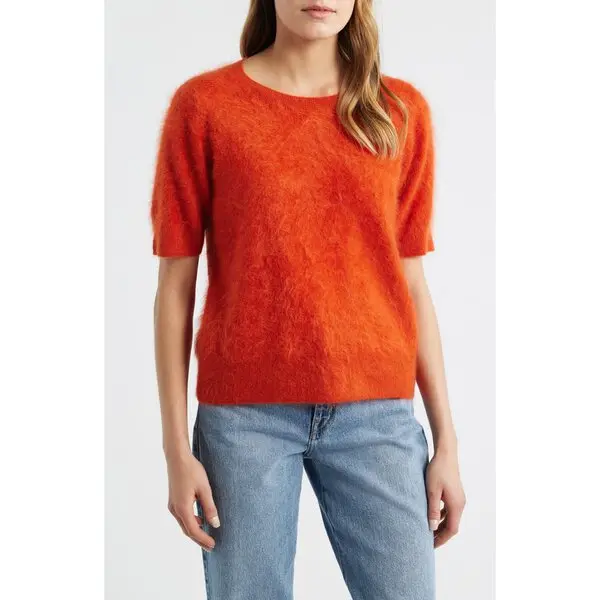 MARGARET O'LEARY Brushed Cashmere Short Sleeve Sweater