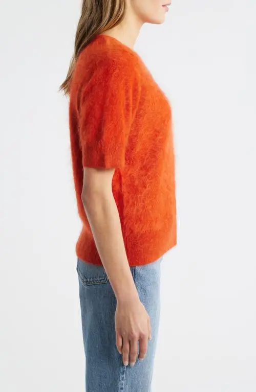 MARGARET O'LEARY Brushed Cashmere Short Sleeve Sweater
