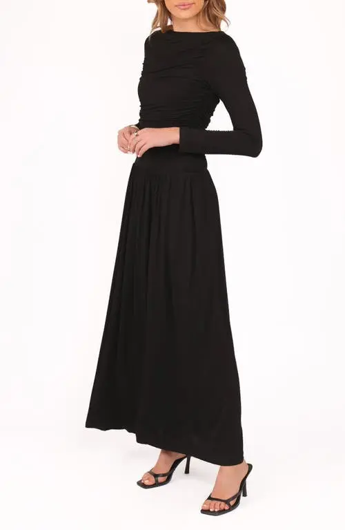 PETAL & PUP Cutout Back Long Sleeve Maxi Dress