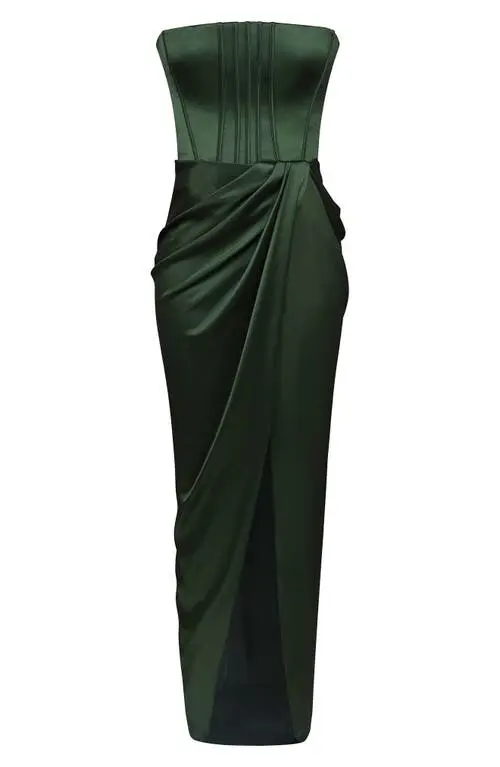 slim fit dress slacks Lebby Mini Dress in Satin Forest Green