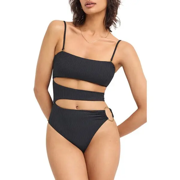 VITAMIN A® Lolita Cutout Rib One-piece Swimsuit - Black