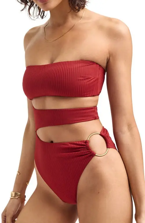 Vitamin A® Lolita Cutout Rib One-piece Swimsuit - Deep Madder