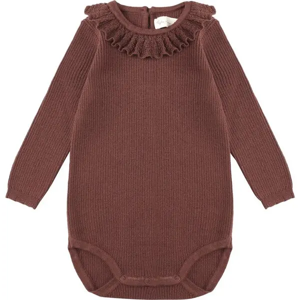RYLEE + CRU Ruffle Collar Rib Bodysuit