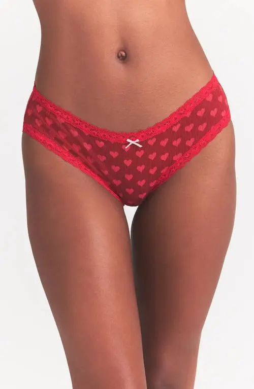 SKIMS Lightweight Stretch Cotton Pointelle Briefs - Brick Heart Halfdrop