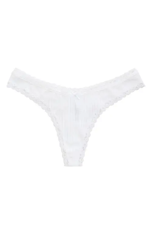 SKIMS Lightweight Stretch Cotton Pointelle Thong - Snow