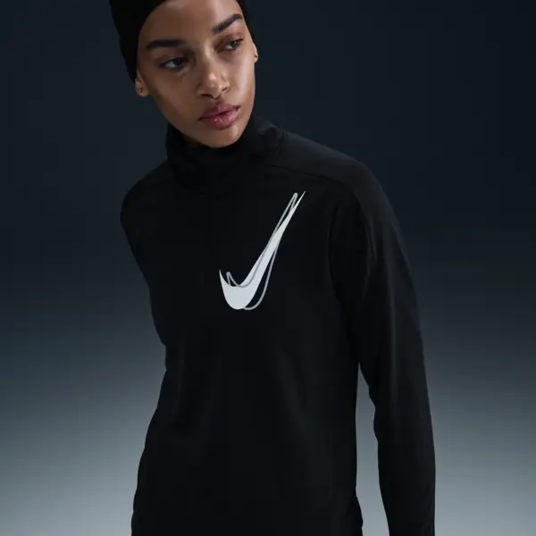 Nike Swoosh Dri-fit 1/2-zip Running Mid Layer - Black