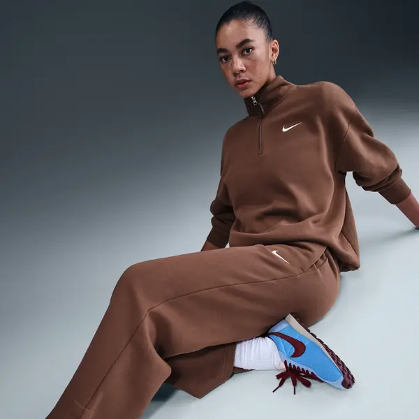 Nike Sportswear Phoenix Fleece High-waisted Wide-leg Sweatpants - Brown