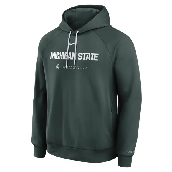 Nike Michigan State Courtside Basketball Practice Dri-fit Pullover Hoodie - Green