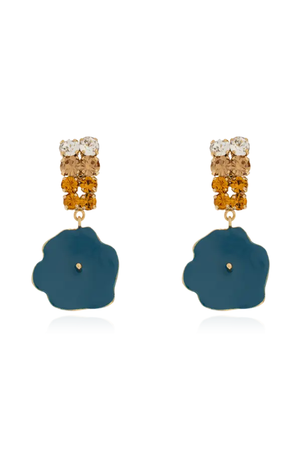 Marni Crystal And Enamel Earrings - Blue