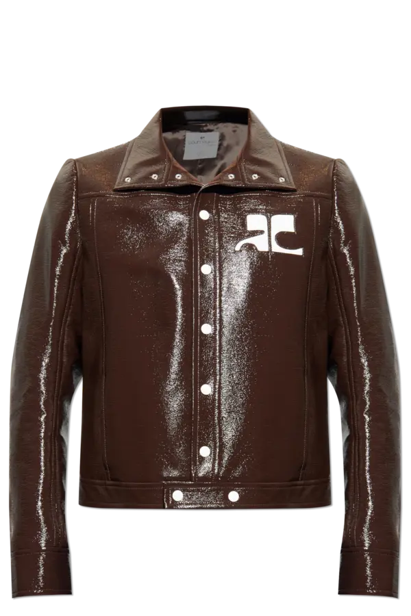 COURREGES Logo Lacquered Jacket - Brown
