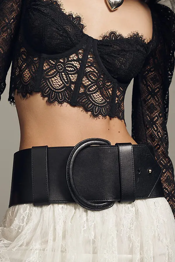 Anthropologie Round Buckle Leather Belt In Black - 45% Off  display picture 1