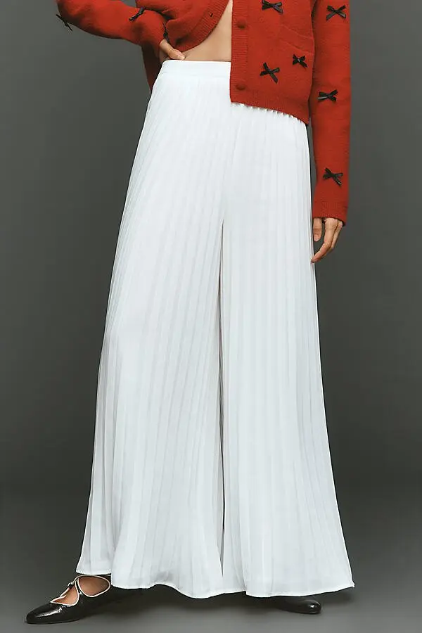 BLITHE Pleated Wide-leg Pants - White