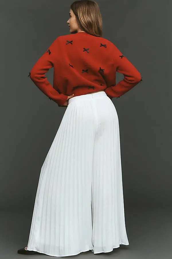 BLITHE Pleated Wide-leg Pants - White