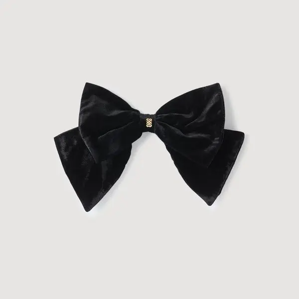Sandro Velvet Bow Barrette - Black