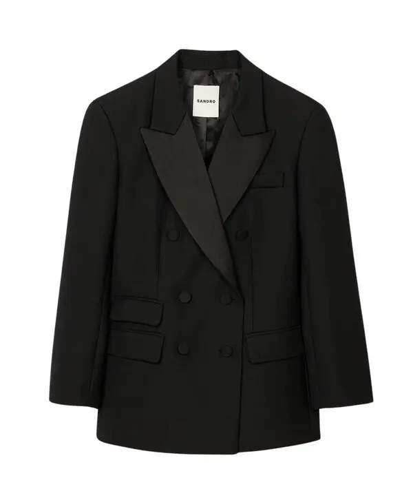 Sandro Tuxedo Jacket With Satin Collar - Black