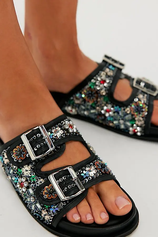 Free People Embellished Sandals - Black