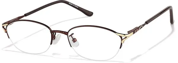 Zenni Half Rim Oval Eyeglasses - Metallic Brown