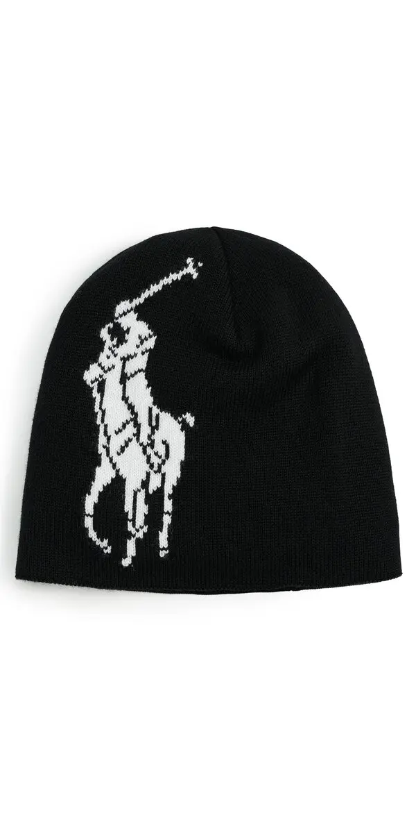 Ralph Lauren Polo Player Beanie - Black/white
