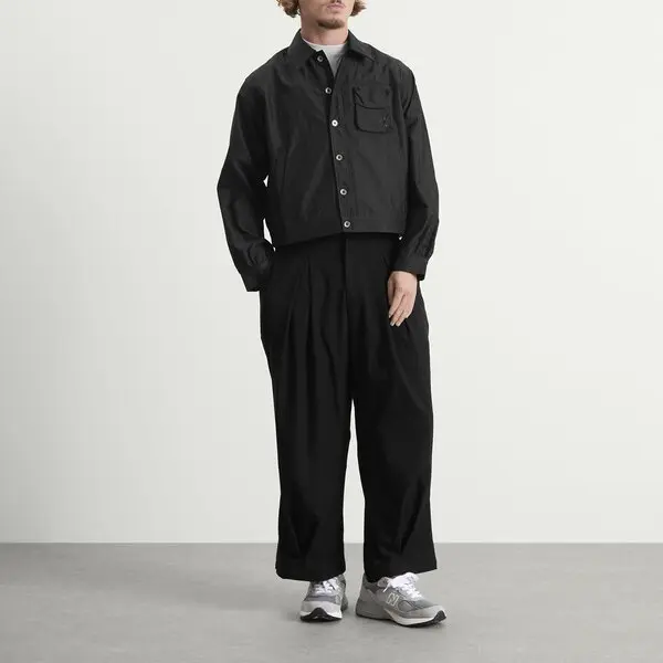 ANGLAN Valley Tuck Trousers - Black