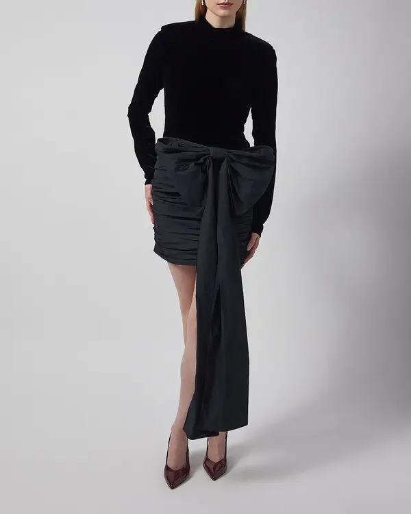 ROTATE BY BIRGER CHRISTENSEN Velvet Bow Mini Dress