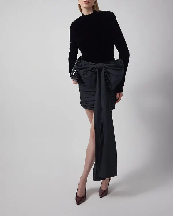 ROTATE BY BIRGER CHRISTENSEN Velvet Bow Mini Dress