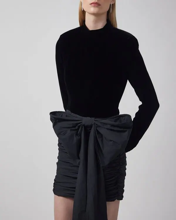 ROTATE BY BIRGER CHRISTENSEN Velvet Bow Mini Dress