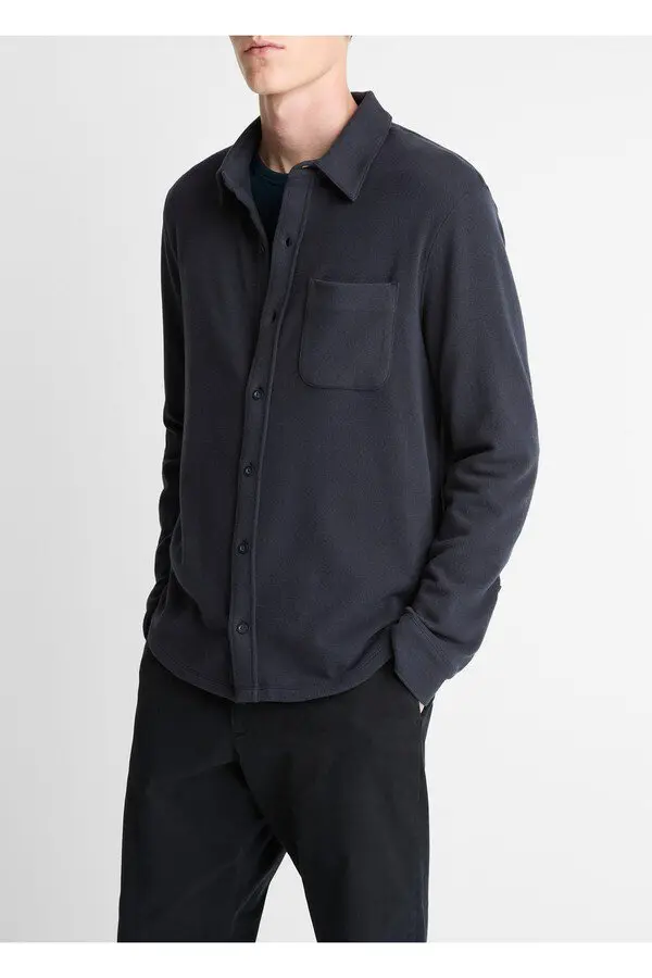 Vince Knit Cotton-blend Button-front Shirt - Black