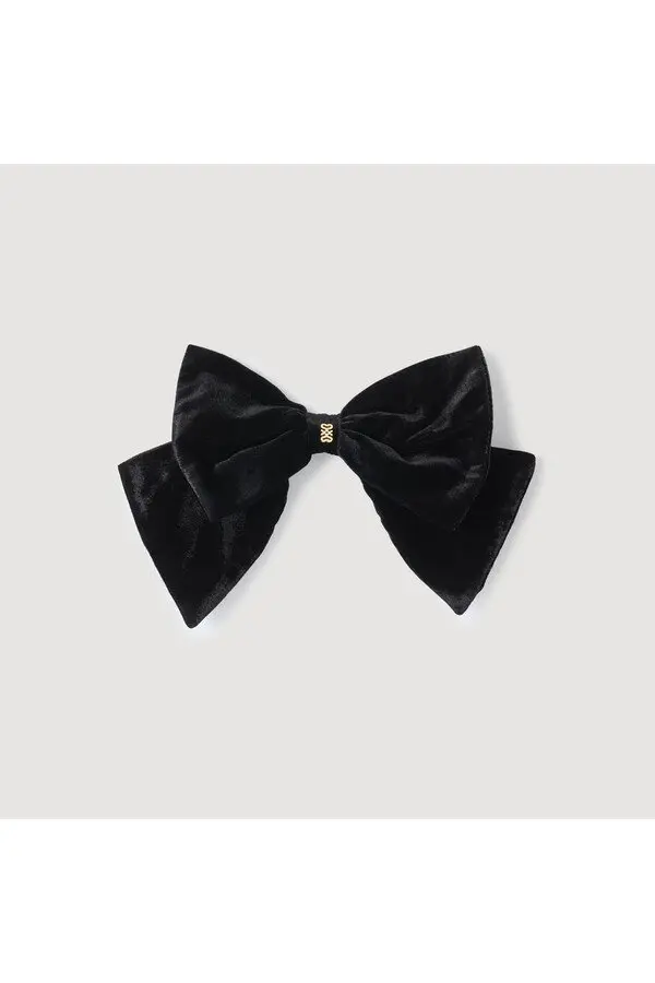 Sandro Velvet Bow Barrette - Black