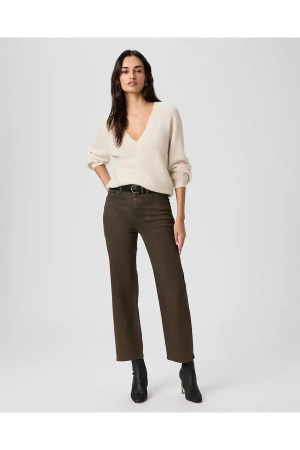 Paige Stevie Ankle Straight Jean - Brown