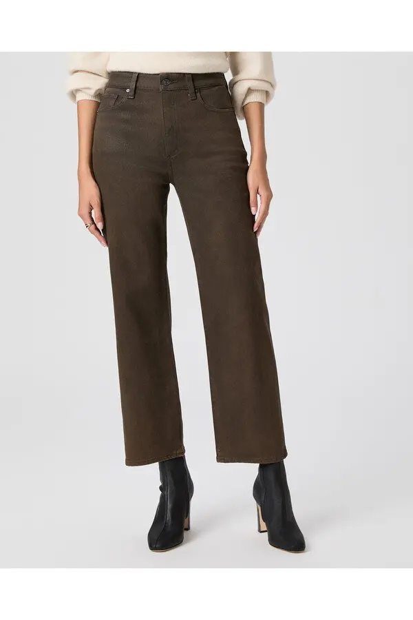 Paige Stevie Ankle Straight Jean - Brown