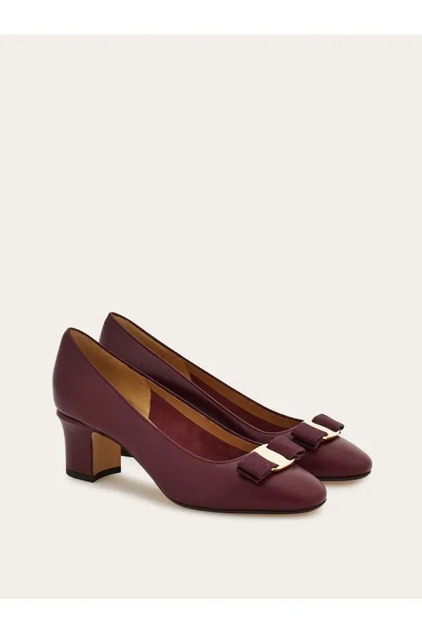 FERRAGAMO Vara Bow Block Heel Pump - Red