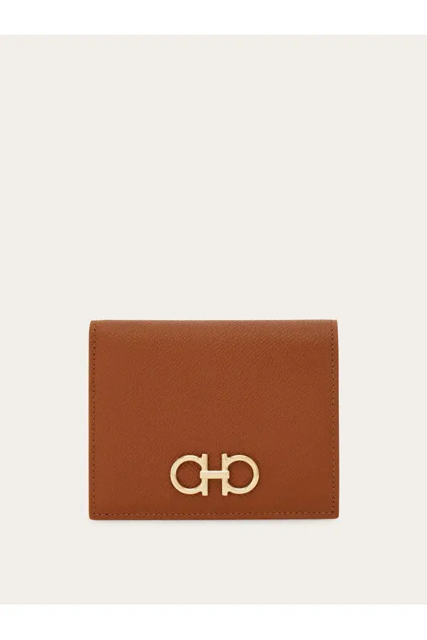 FERRAGAMO Gancini Compact Wallet - Brown