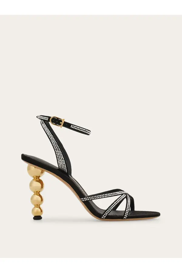 FERRAGAMO Spherical Heel Sandal - Black