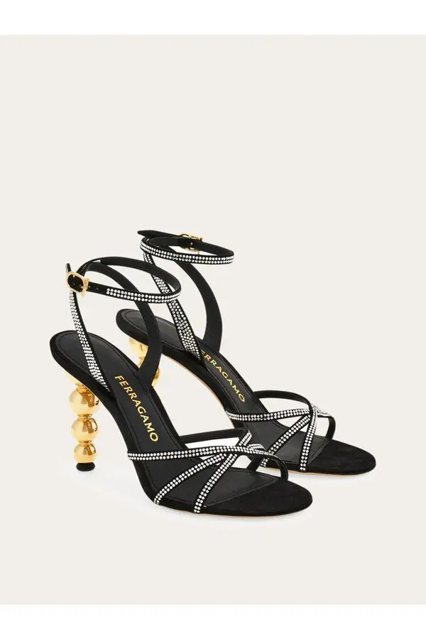 FERRAGAMO Spherical Heel Sandal - Black