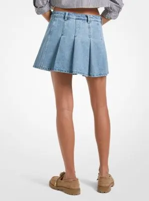 Michael Kors Pleated Denim Mini Skirt