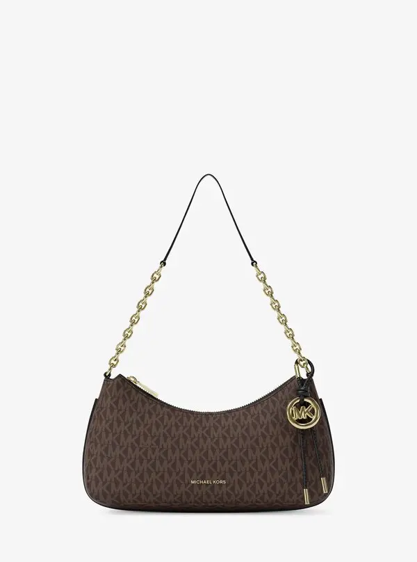 Michael Kors Nolita Medium Signature Logo Chain Pochette - Brown