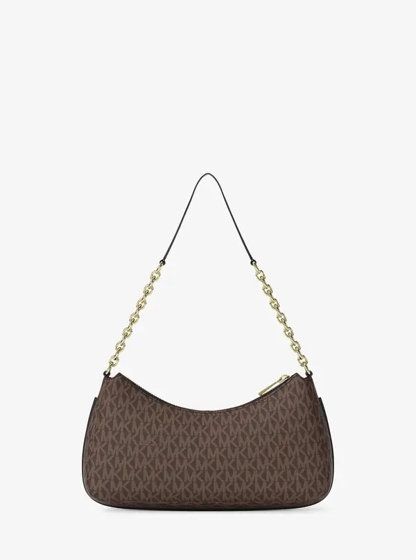 Michael Kors Nolita Medium Signature Logo Chain Pochette - Brown