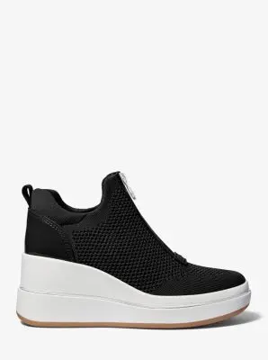 Michael Kors Emmy Mesh Zip-up Wedge Trainer - Black