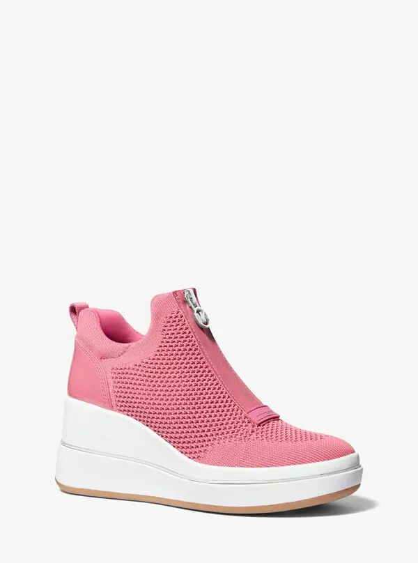 Michael Kors Emmy Mesh Zip-up Wedge Trainer - Pink