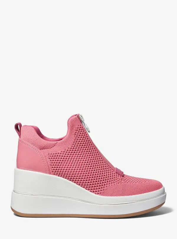 Michael Kors Emmy Mesh Zip-up Wedge Trainers - Pink