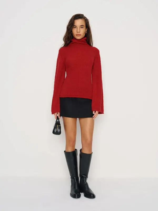 REFORMATION Grove Alpaca Turtleneck - Red