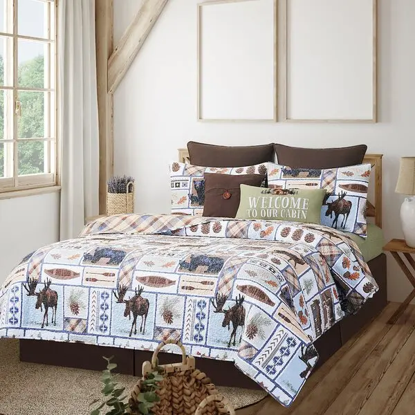 C&F HOME Oakley Rustic Lodge Cotton Quilt Set Reversible And Machine Washable - Beige