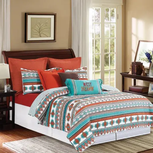 C&F HOME Aqua Valley Cotton Quilt Set Reversible And Machine Washable - Orange