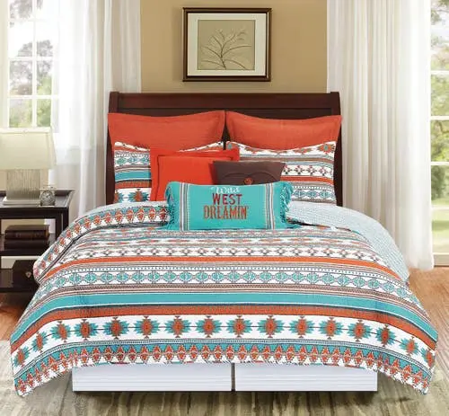 C&F HOME Aqua Valley Cotton Quilt Set Reversible And Machine Washable