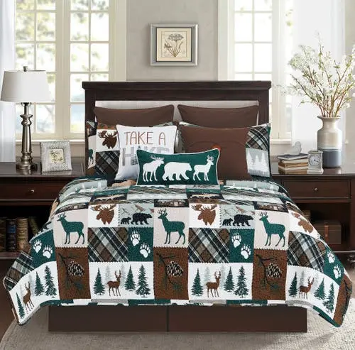 C&F HOME Fletcher Forest Rustic Lodge Cotton Quilt Setreversible And Machine Washable